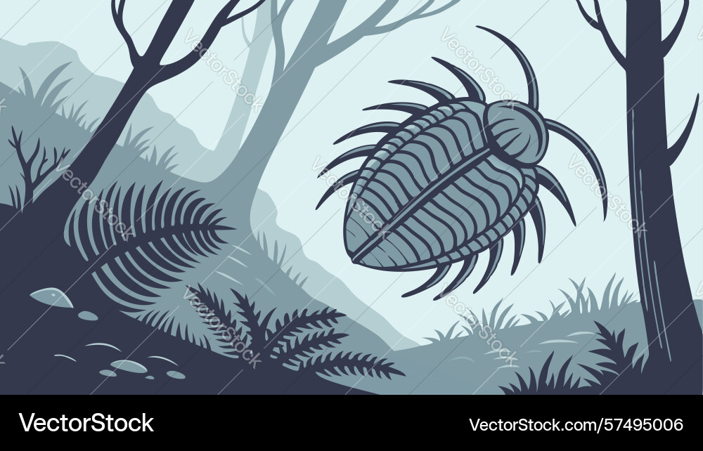 Prehistoric arthropod in ancient forest design Vector Image