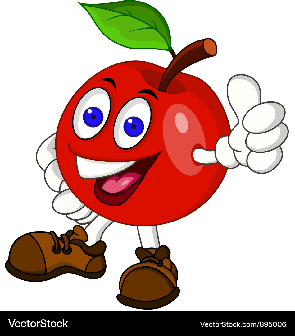 Red apple cartoon Royalty Free Vector Image - VectorStock
