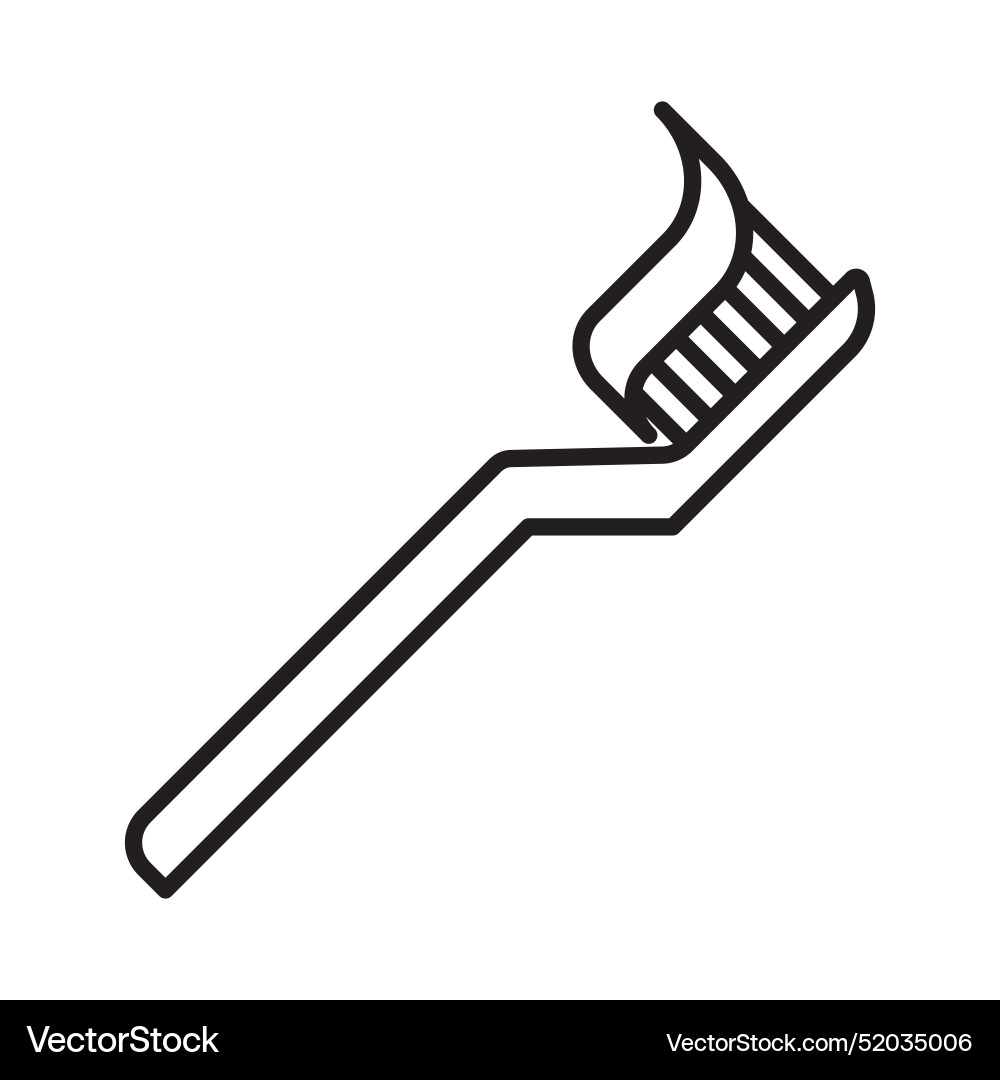 Tooth brush linear logo mark in black and white Vector Image