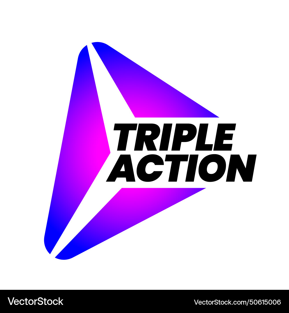 Triple action 3x icon logo badge Royalty Free Vector Image