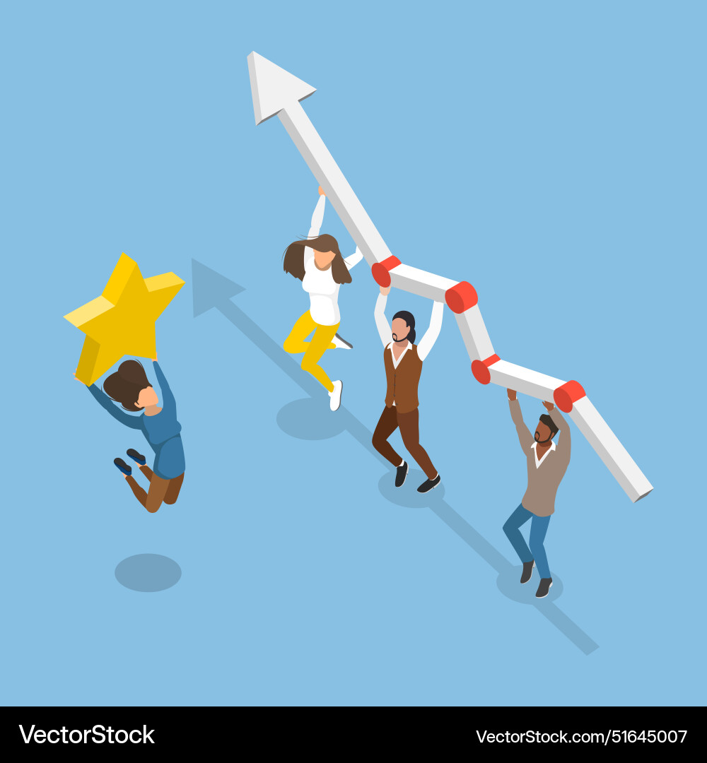 3d isometric flat of teamwork Royalty Free Vector Image