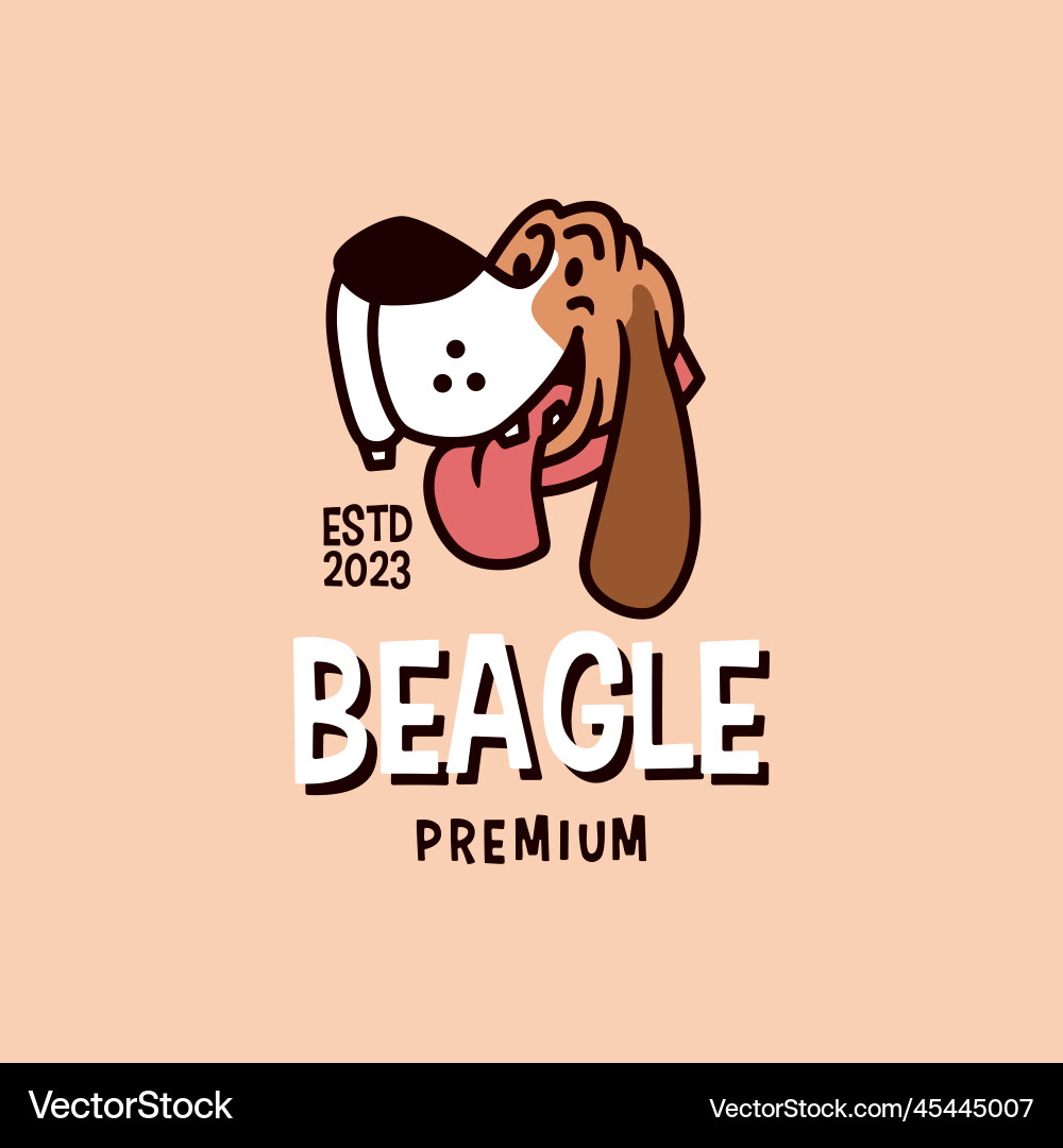 Beagle dog head retro cartoon logo Royalty Free Vector Image