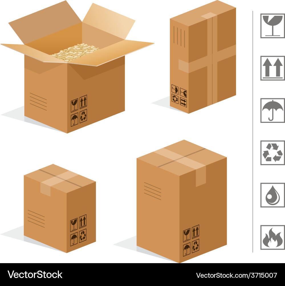 Cardboard boxes Royalty Free Vector Image - VectorStock