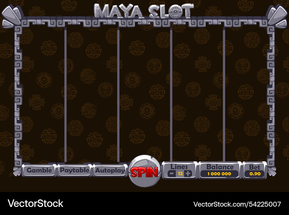 Casino slot machine game ui design stone gambling Vector Image