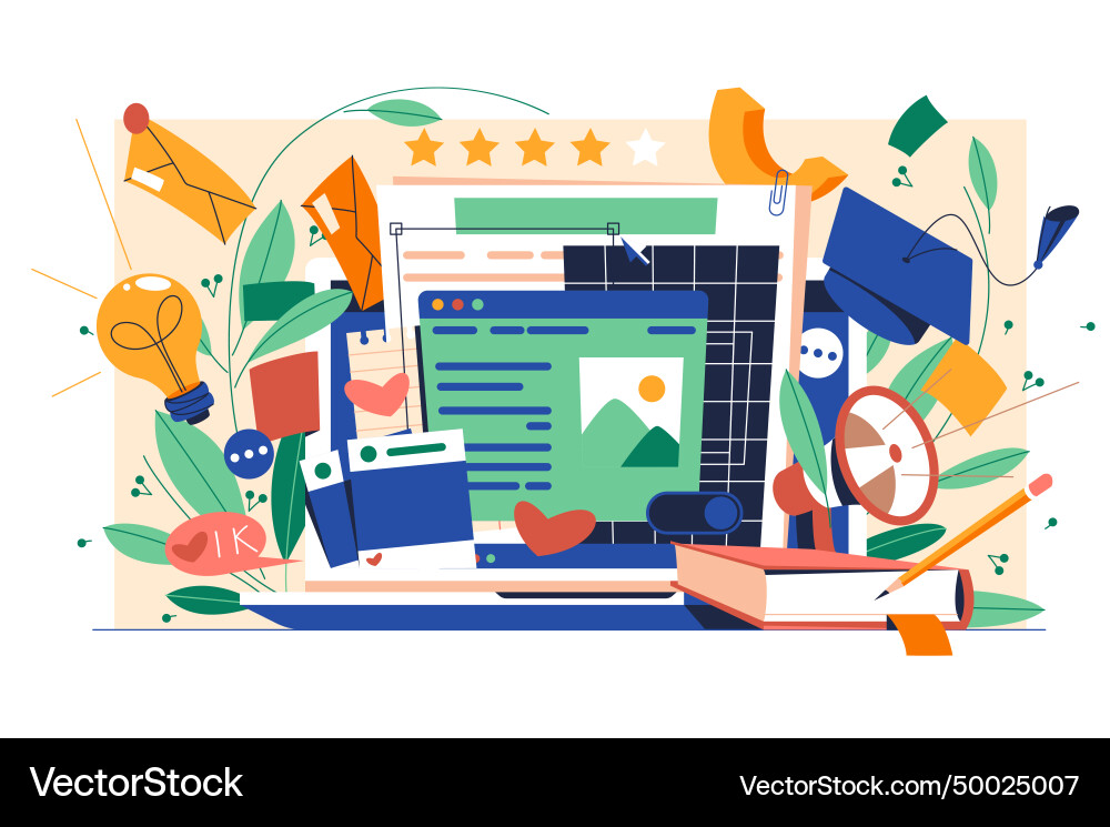 Evergreen content creation Royalty Free Vector Image