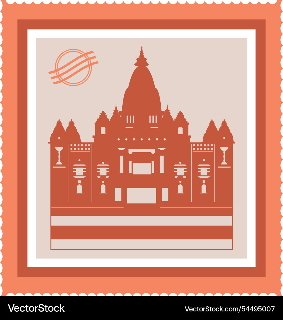 Kashi vishwanath temple postage stamp Royalty Free Vector