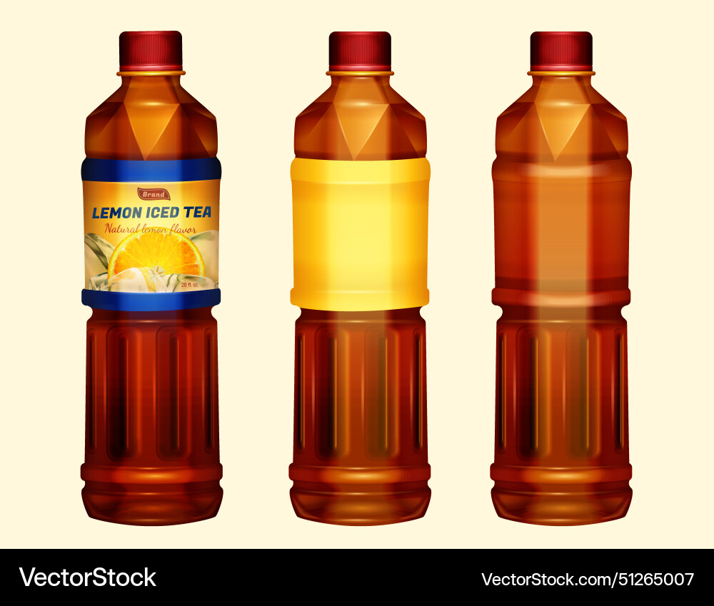Lemon iced tea bottles mockup Royalty Free Vector Image