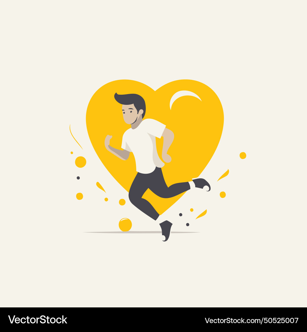 Running man in a heart shape flat design Vector Image