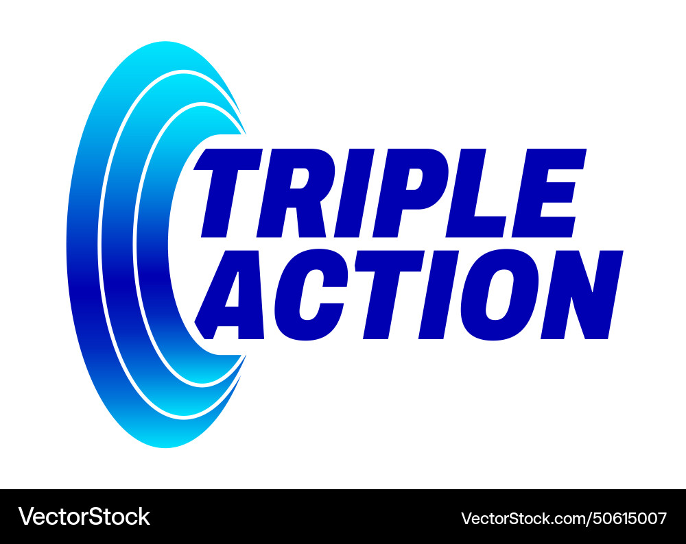 Triple action 3x icon logo badge Royalty Free Vector Image