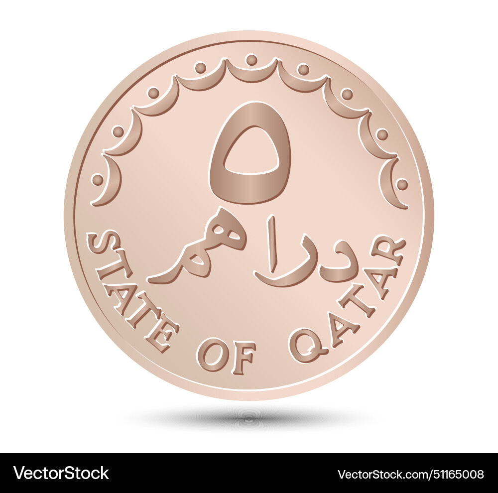 5 dirhams coin of qatar Royalty Free Vector Image