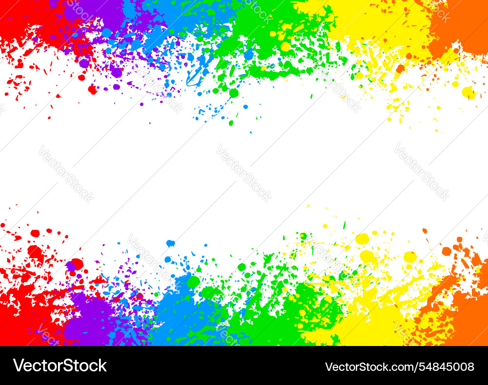 Colorful rainbow ink paint splatter background Vector Image