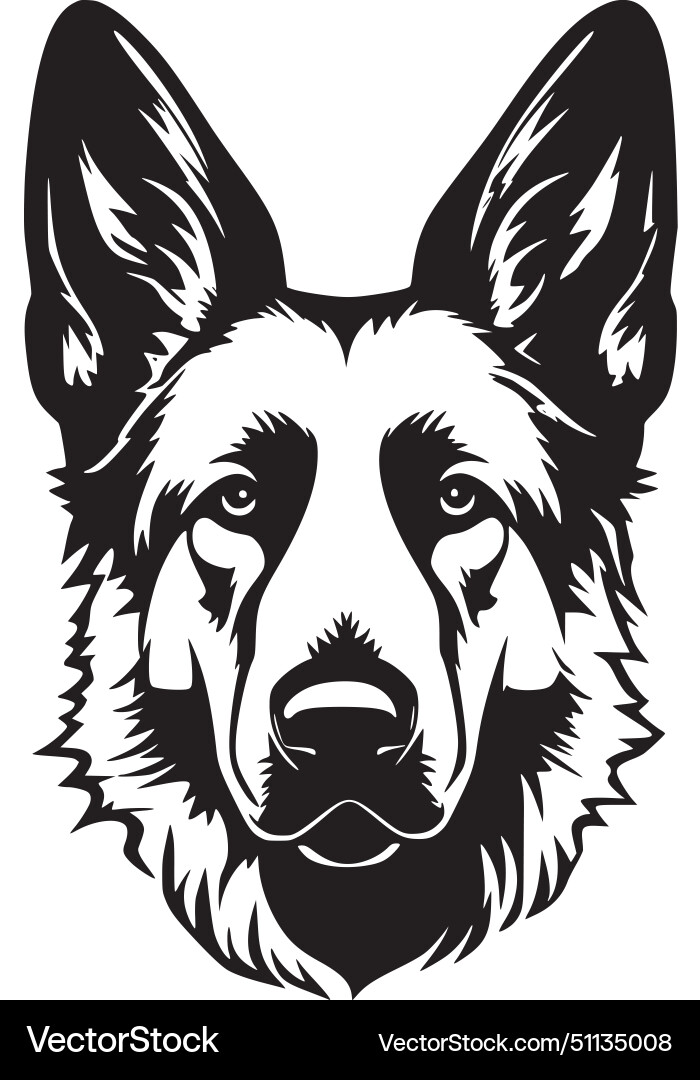 German Shepherd Head - Minimalist Royalty Free Vector Image