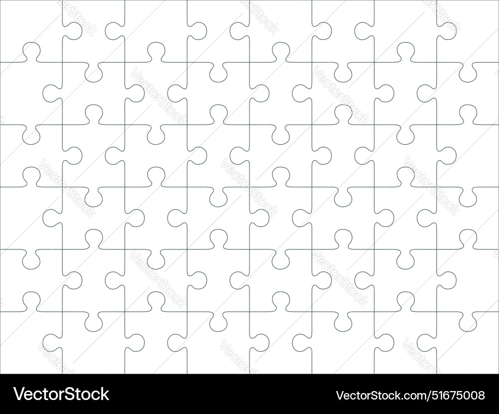 Jigsaw blank template or cutting guidelines of 48 Vector Image
