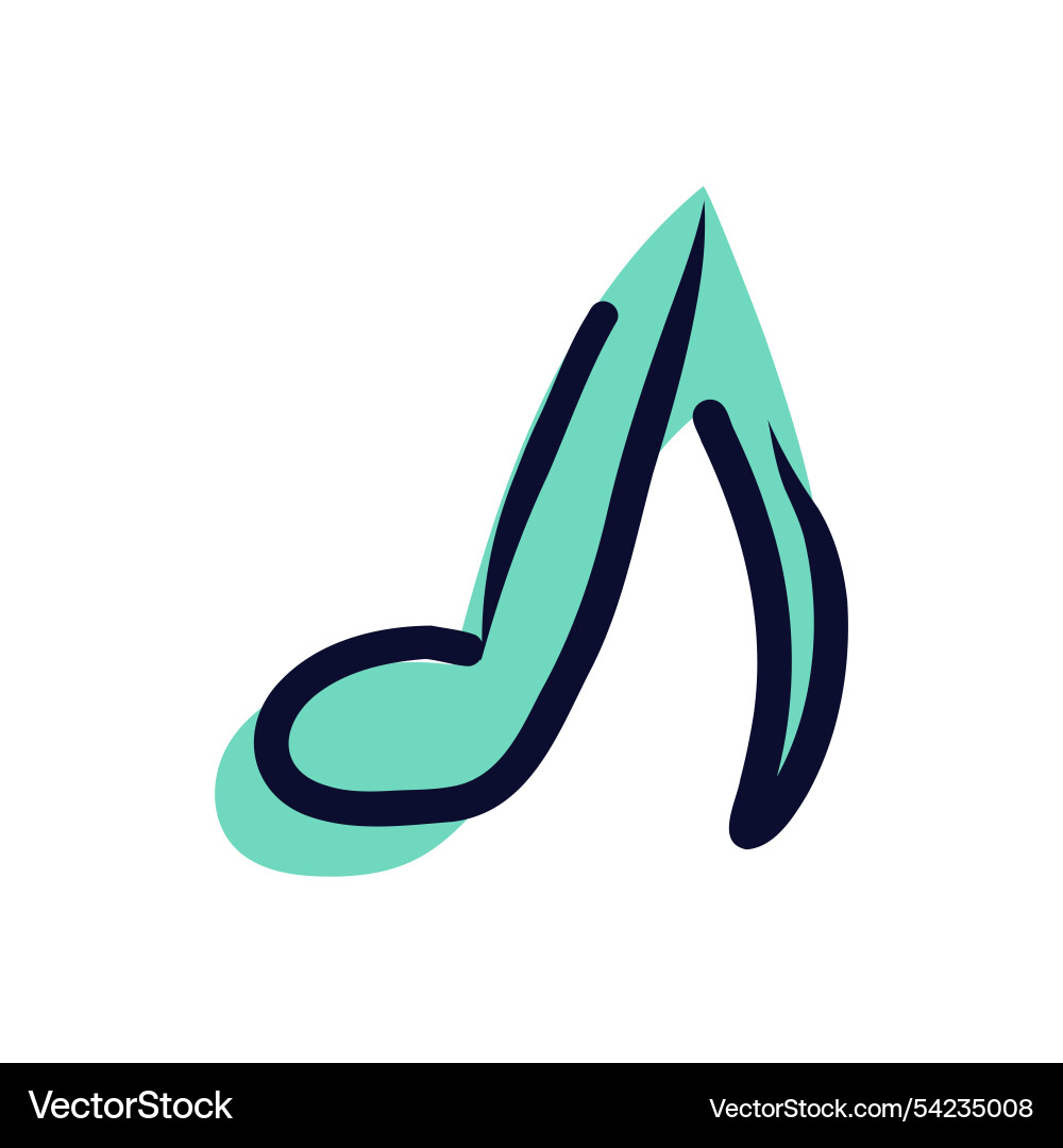 Music note in flat design doodle musical audio Vector Image