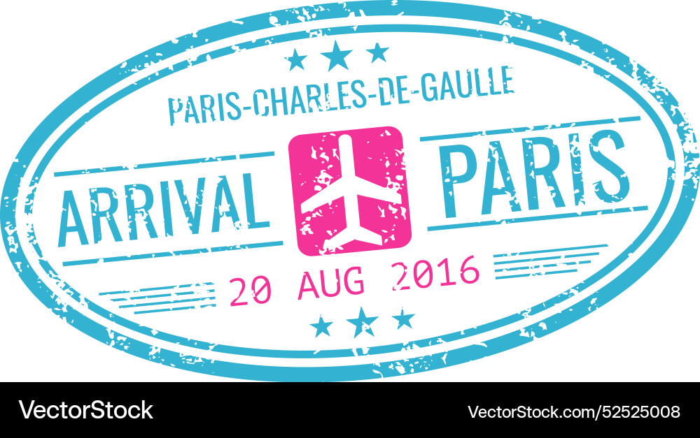 Paris Visa Stamp - Airport Arrival Royalty Free Vector Image