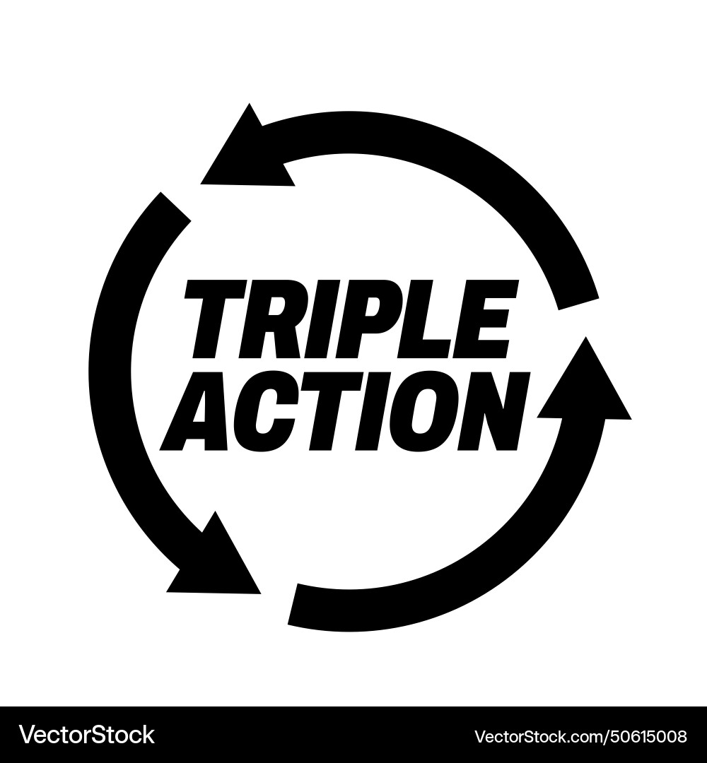 Triple action 3x icon logo badge Royalty Free Vector Image