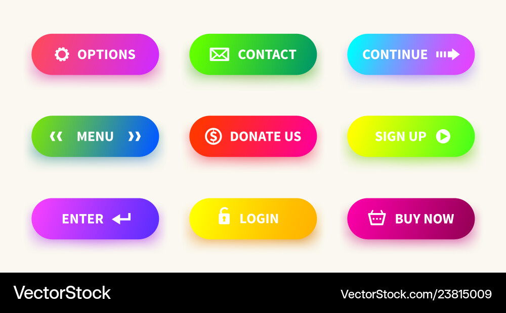 Action gradient button learn more web ui Vector Image