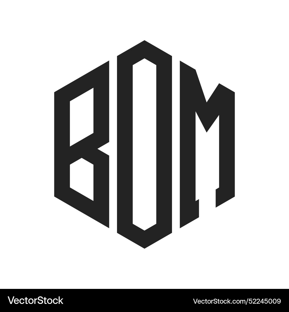 Bom logo design initial letter monogram Royalty Free Vector