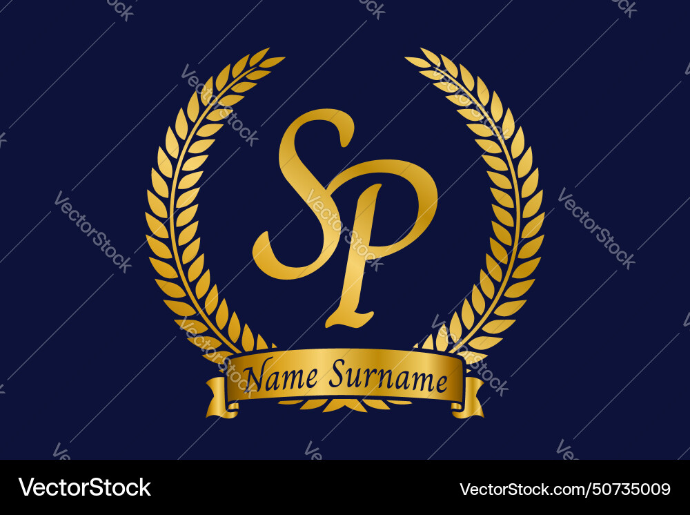 Initial letter s and p sp monogram logo design Vector Image