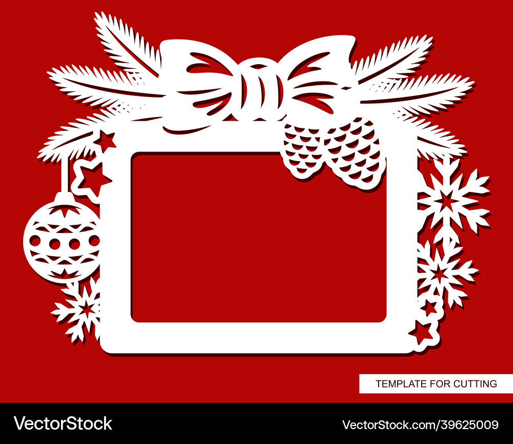 Rectangular christmas photo frame Royalty Free Vector Image