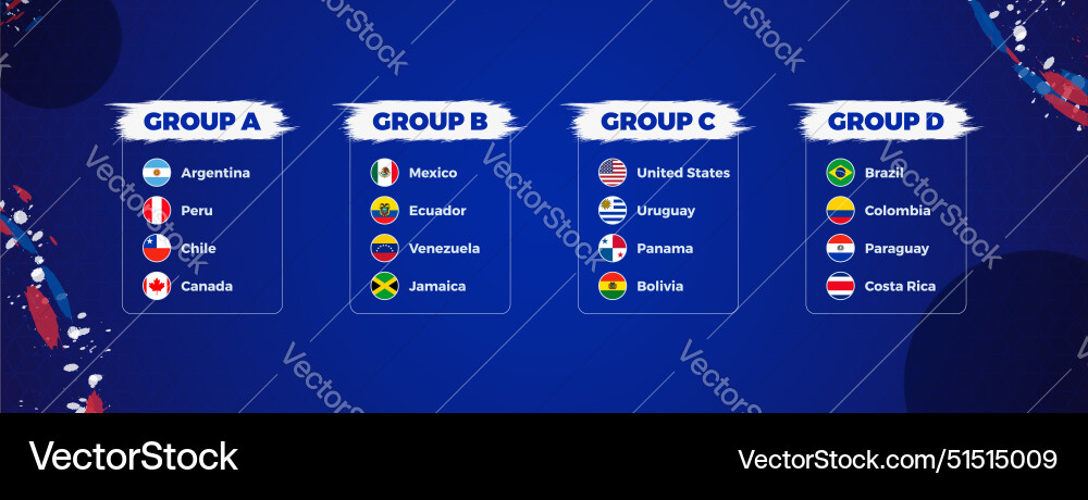 Soccer tournament groups with team flags Vector Image