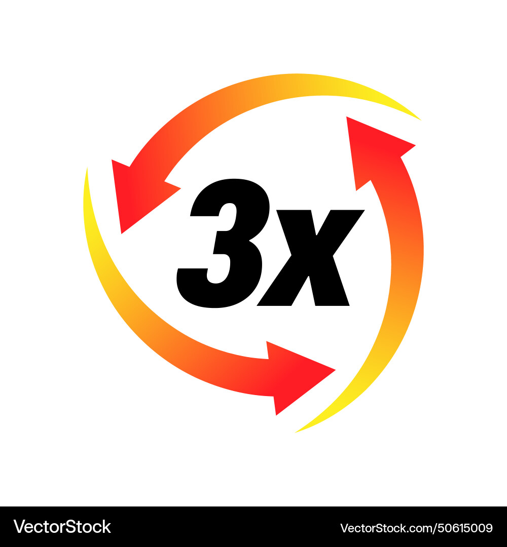 Triple action 3x icon logo badge Royalty Free Vector Image