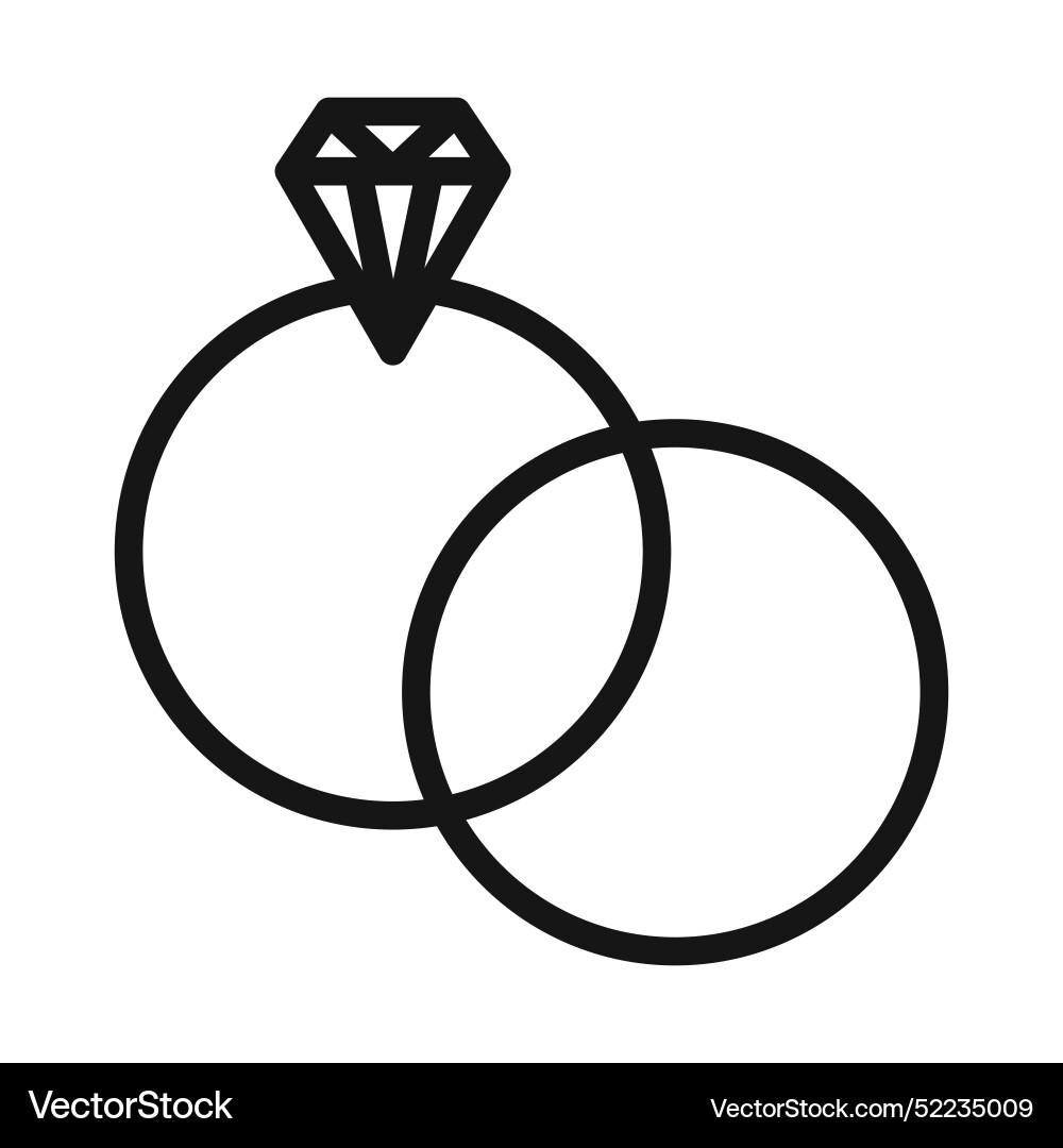 Wedding ring icon black line art logo Royalty Free Vector