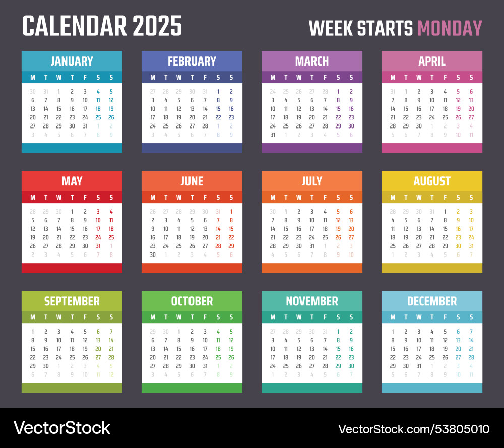 2025 year calendar design Royalty Free Vector Image