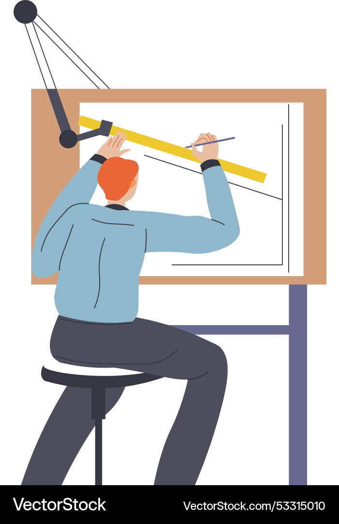 Architect drafting at workstation Royalty Free Vector Image