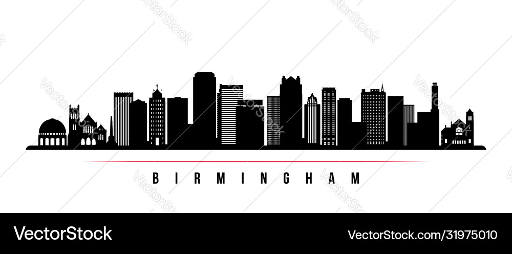 Birmingham skyline horizontal banner Royalty Free Vector