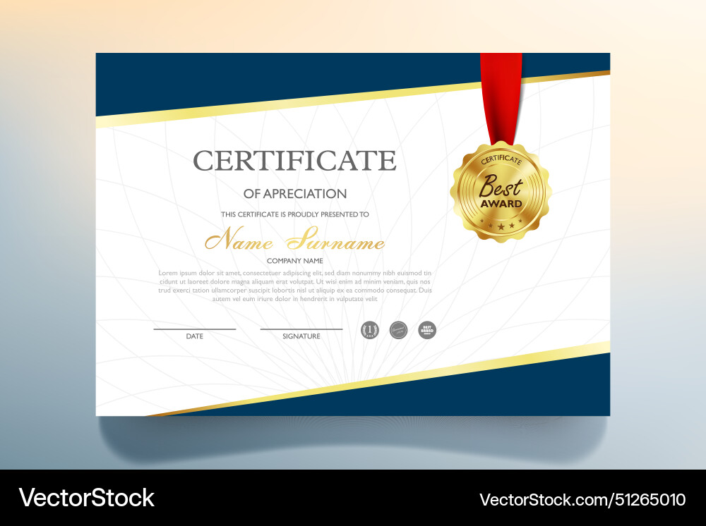 Certificate of appreciation template with luxury Vector Image