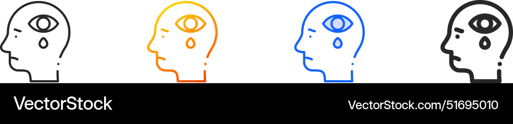 Depression iconthin linear gradient blue stroke Vector Image