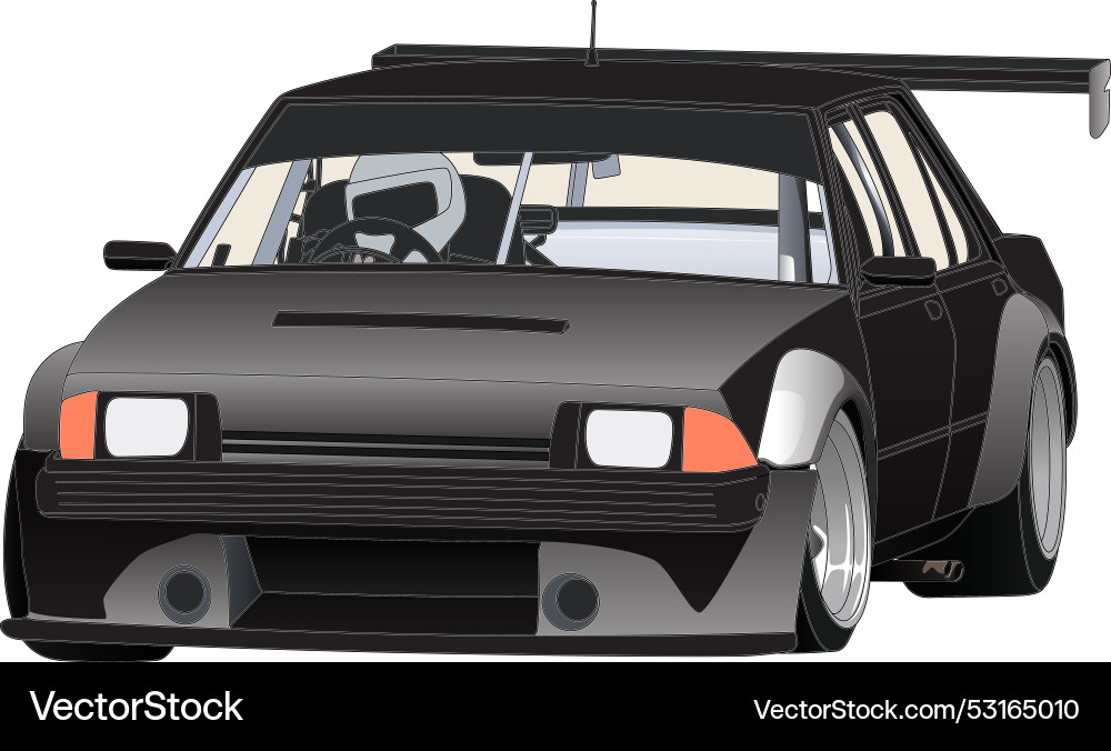 Grey drag racing car with black strip Royalty Free Vector