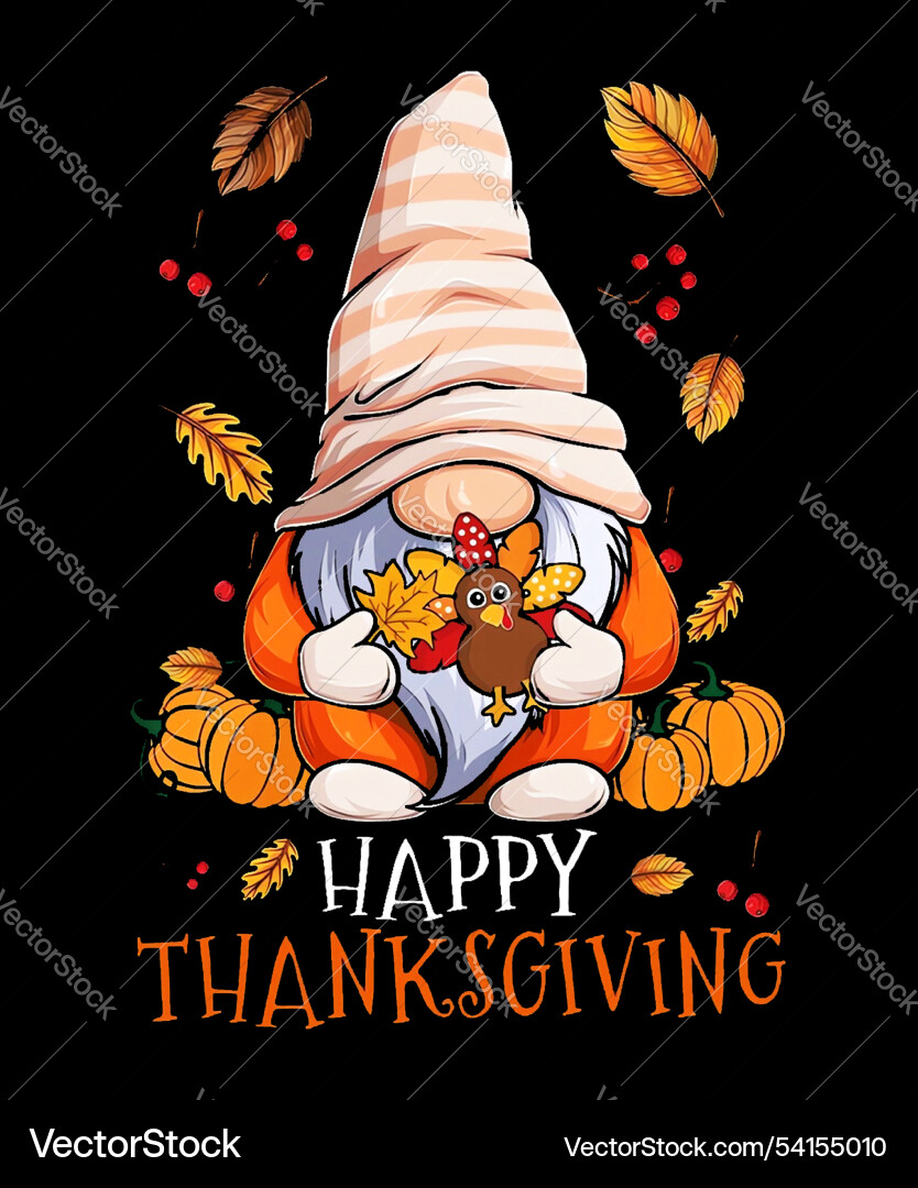 Happy thanksgiving gnome Royalty Free Vector Image