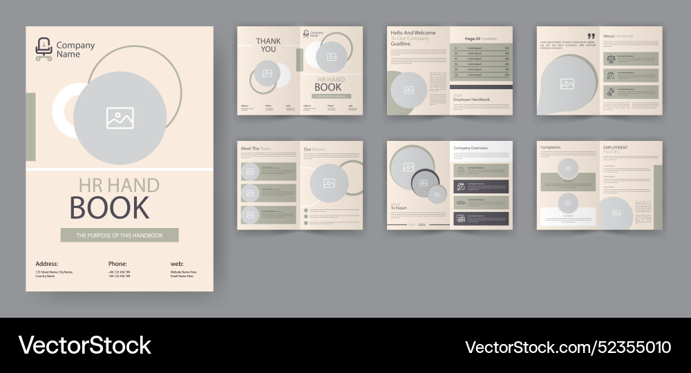 Hr employee handbook brochure template Royalty Free Vector