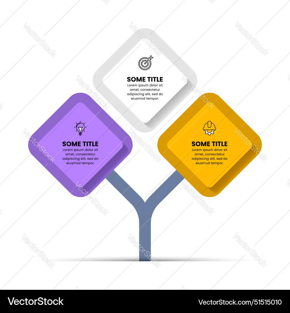 Infographic template abstract tree with 3 squares Vector Image