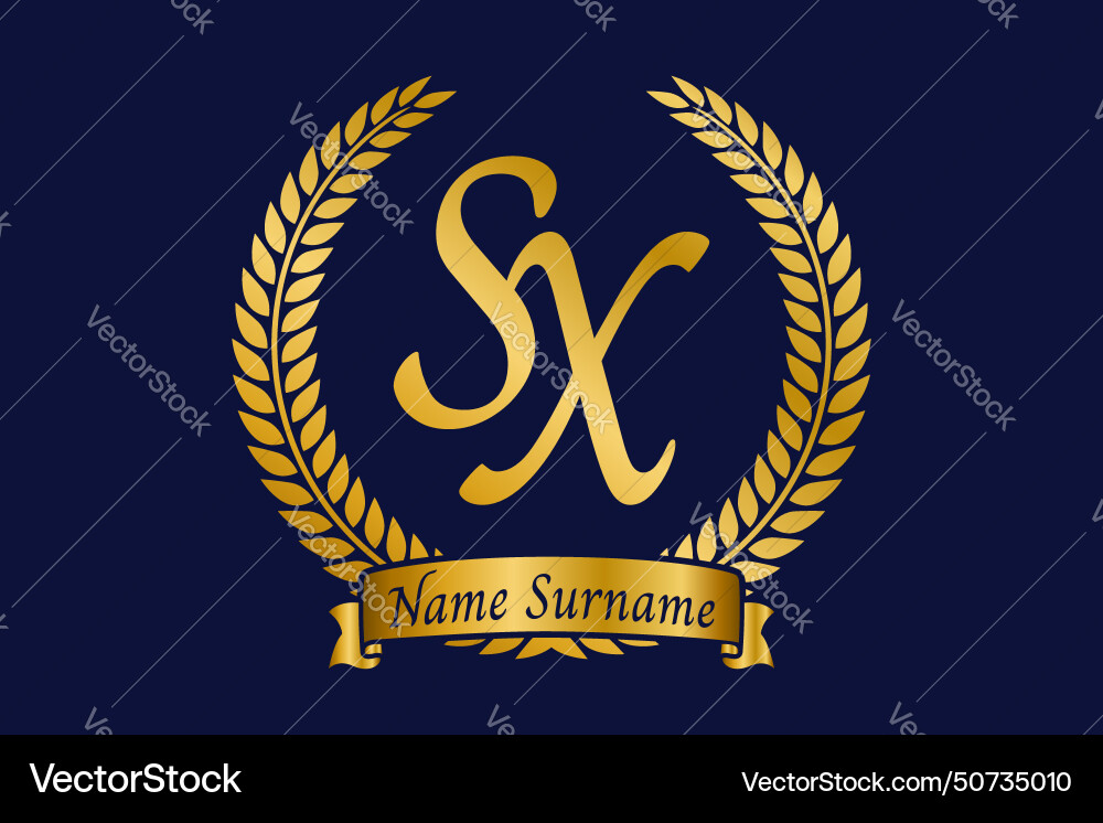 Initial letter s and x sx monogram logo design Vector Image