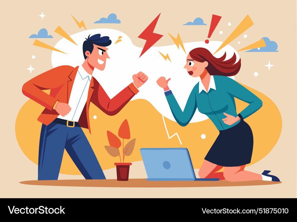 Office conflict heated debate Royalty Free Vector Image