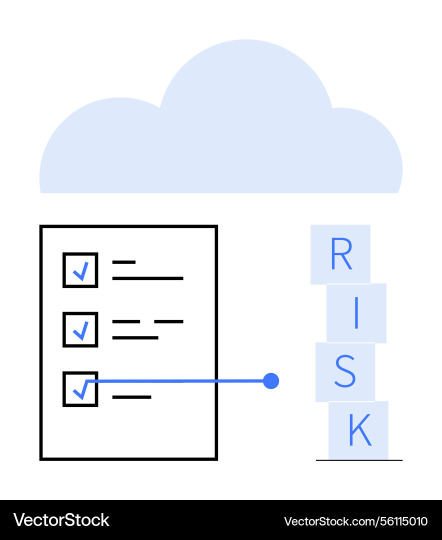 Risk assessment checklist with cloud storage and Vector Image