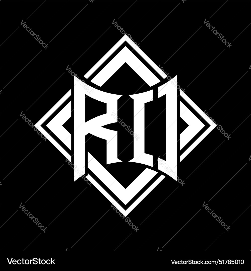 Ro letter logo abstract shield shape with square Vector Image