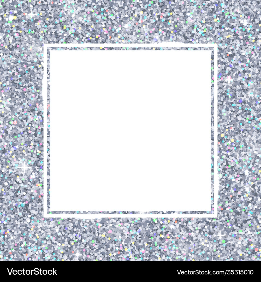 Silver glitter with colored particles square Vector Image