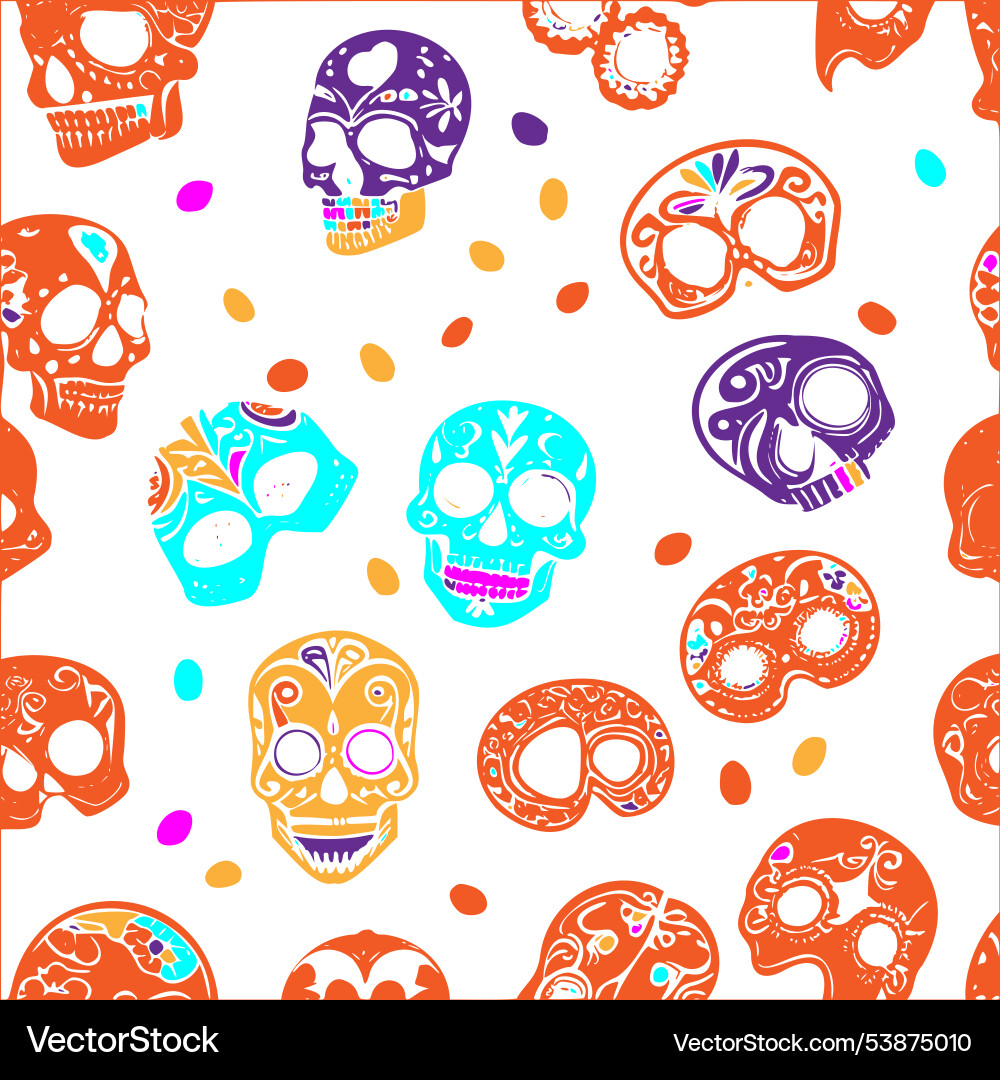 Skull calaveras abstract pattern Royalty Free Vector Image