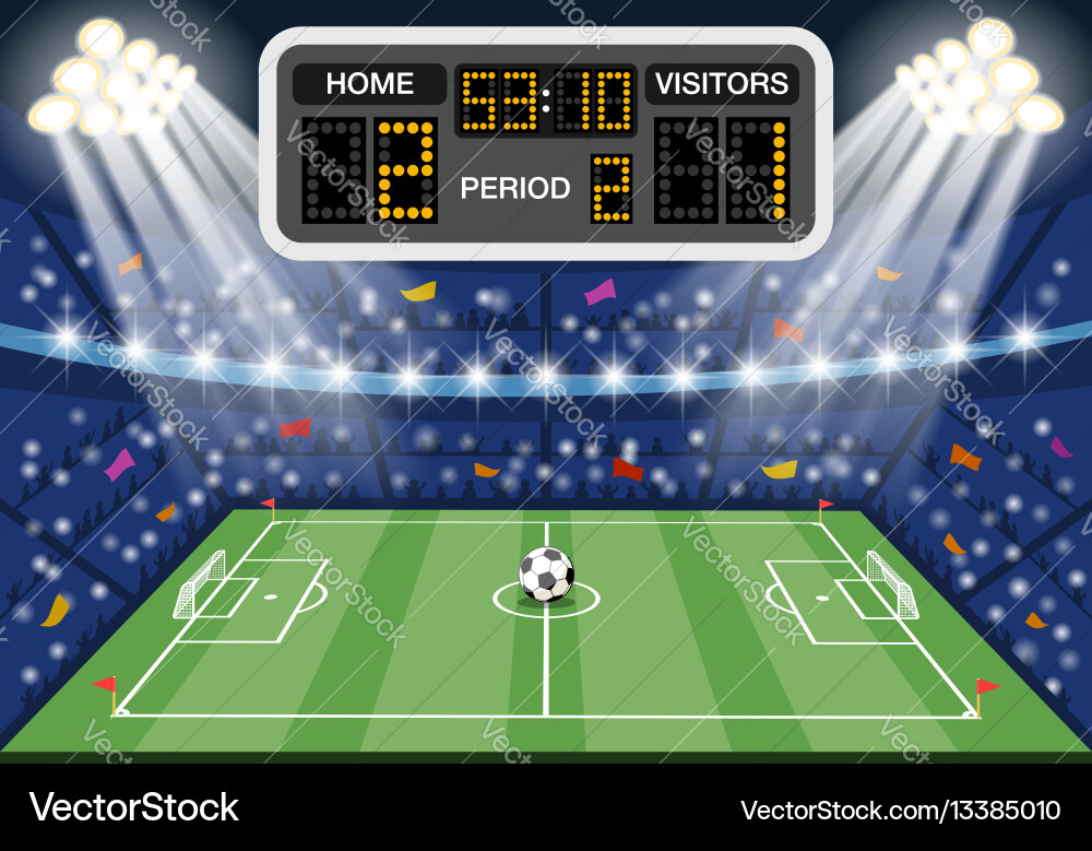 Soccer score table with background of football stadium. Vector ...