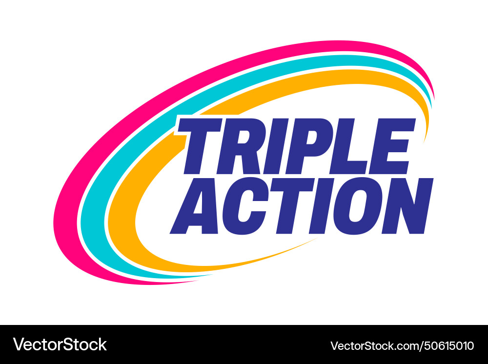 Triple action 3x icon logo badge Royalty Free Vector Image