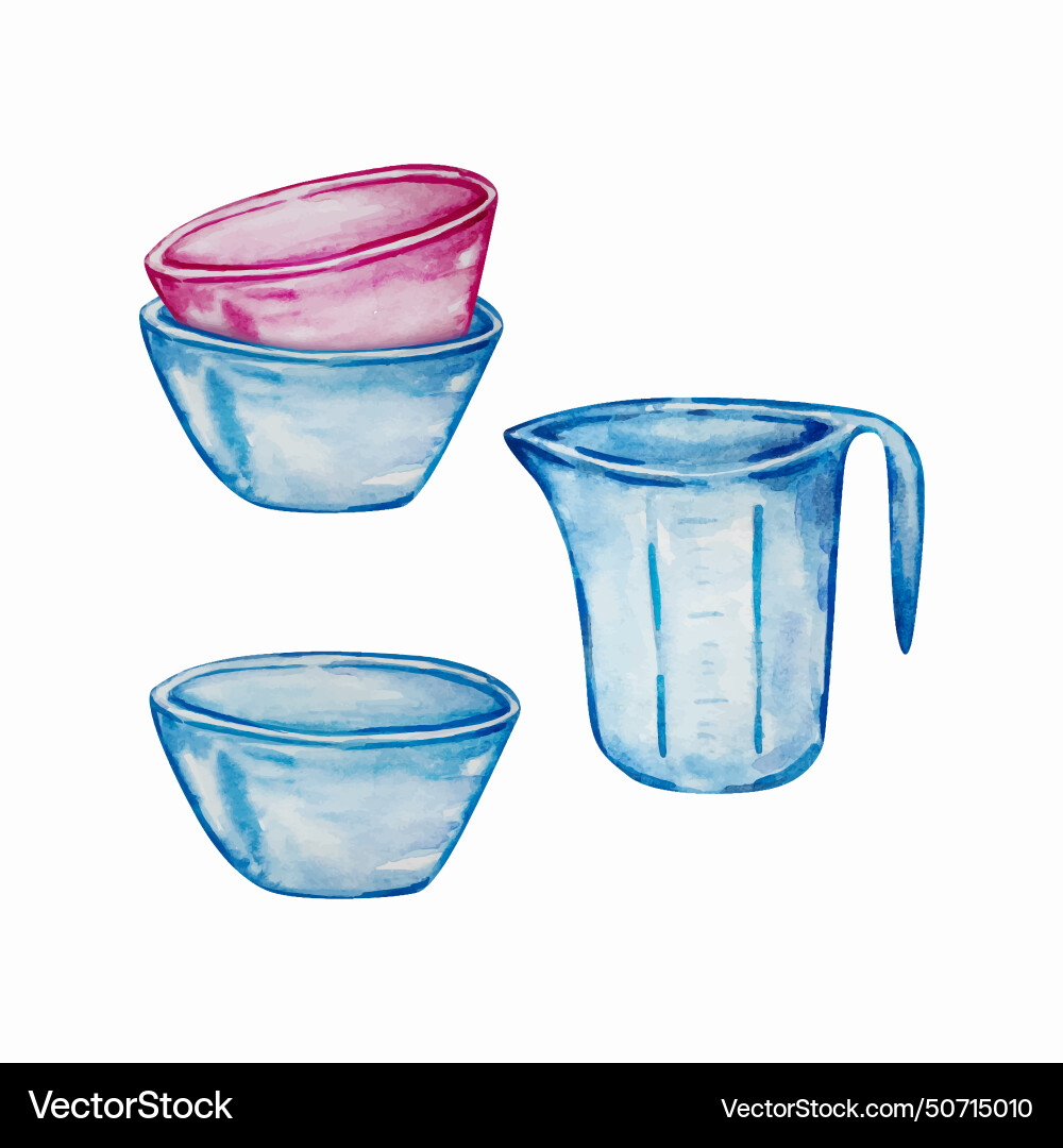 Watercolor bakery tools cooking set Royalty Free Vector