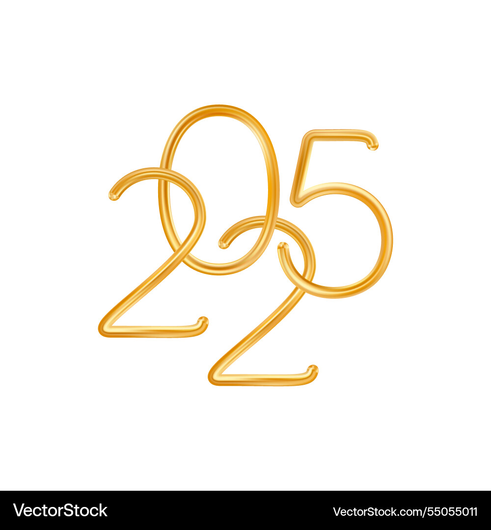 2025 gold thin realistic new year number Vector Image