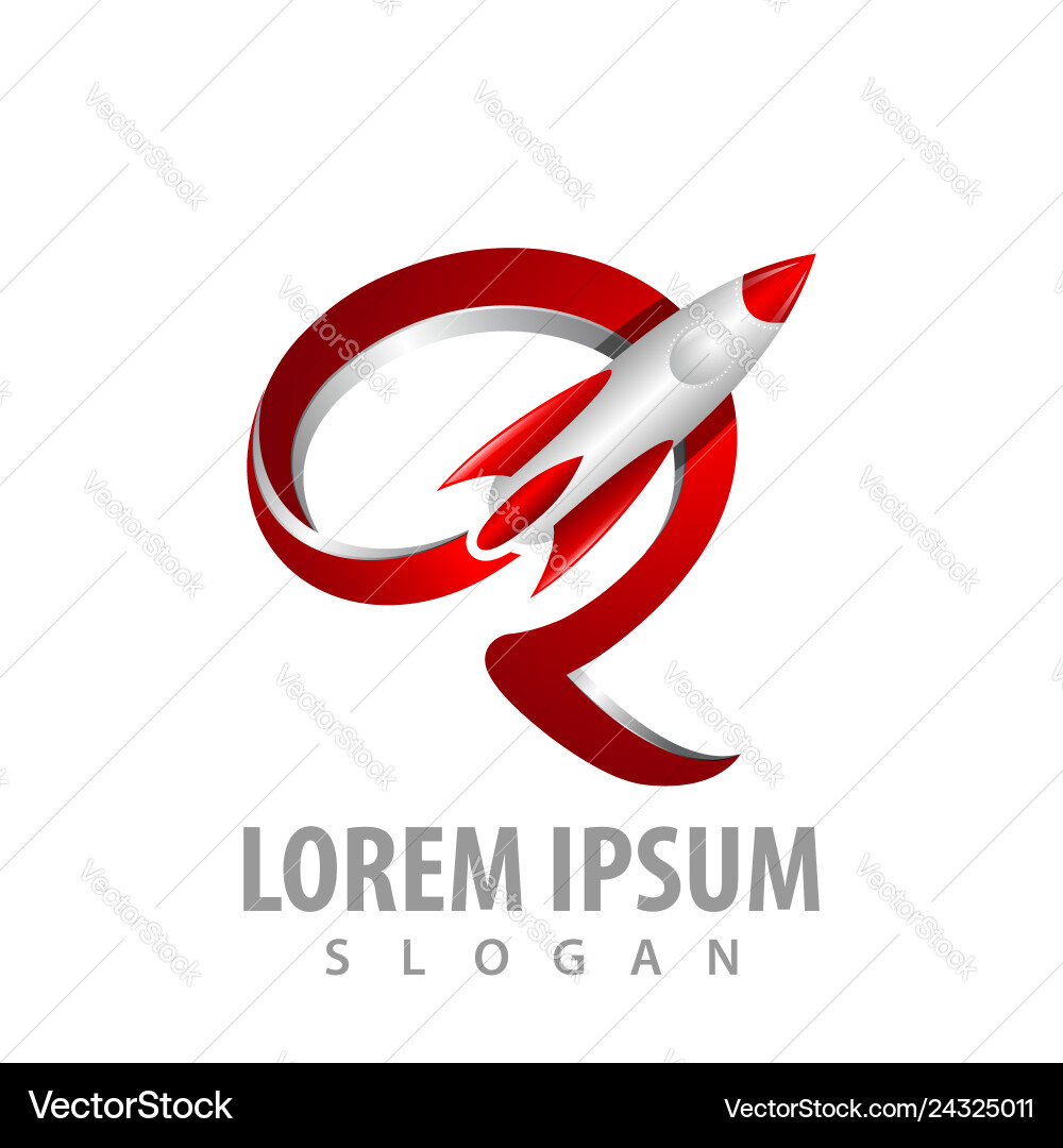 3d rocket in r letter concept design symbol Vector Image
