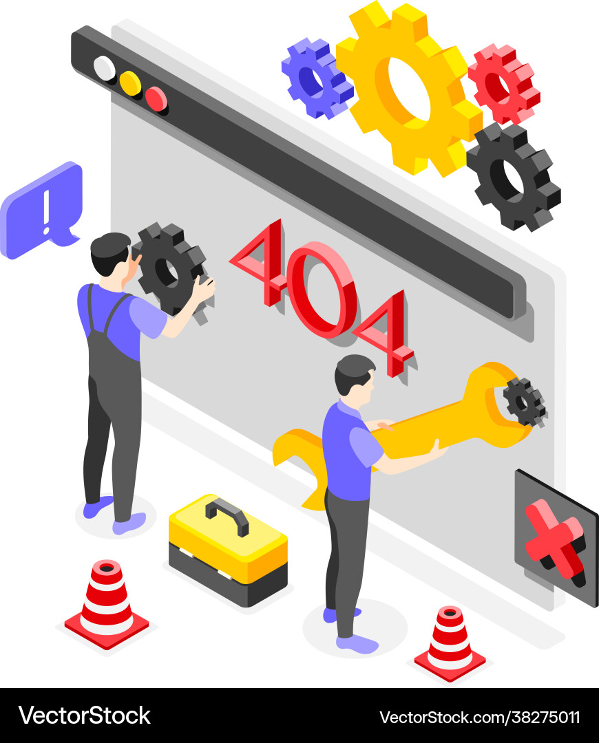 Error isometric composition Royalty Free Vector Image