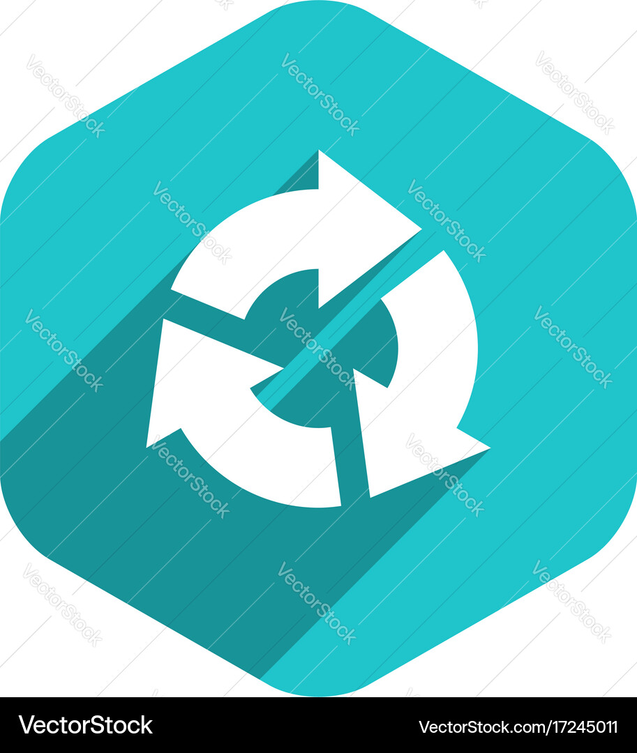 Flat arrow sign repetition icon hexagon button Vector Image