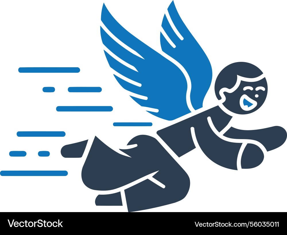Flying angel with speed icon Royalty Free Vector Image